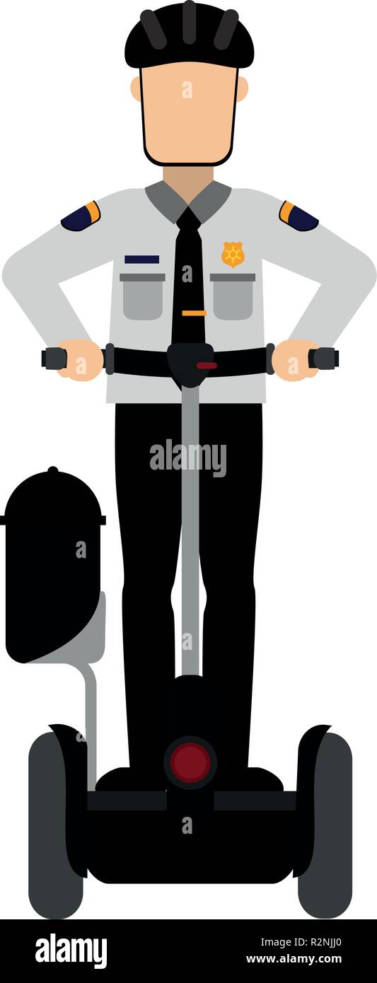 Police with helmet riding on hoverboard vector illustration graphic ...