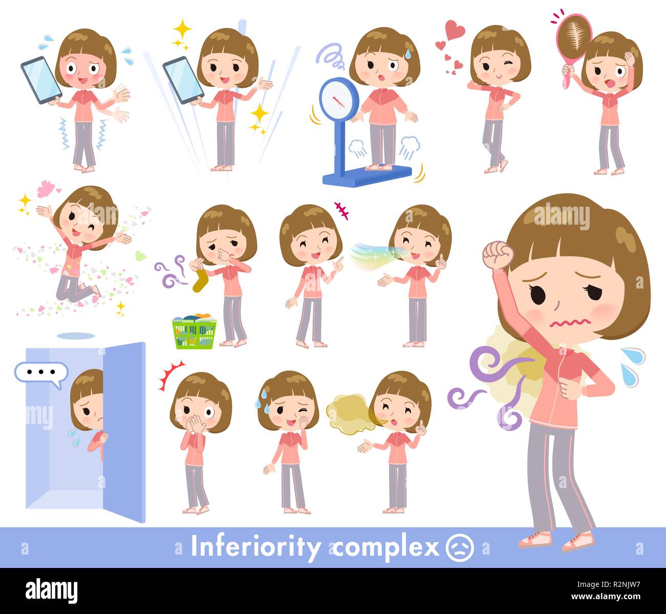 A set of women in sportswear on inferiority complex.There are actions ...