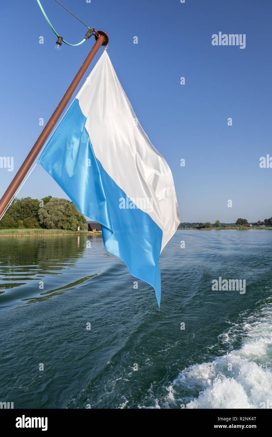 Steamboat ride on the Chiemsee near Prien, Chiemgau, Upper Bavaria ...