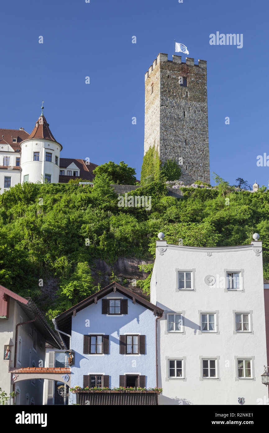 Castle Neubeuern above the historic market place Neubeuern, Chiemgau ...