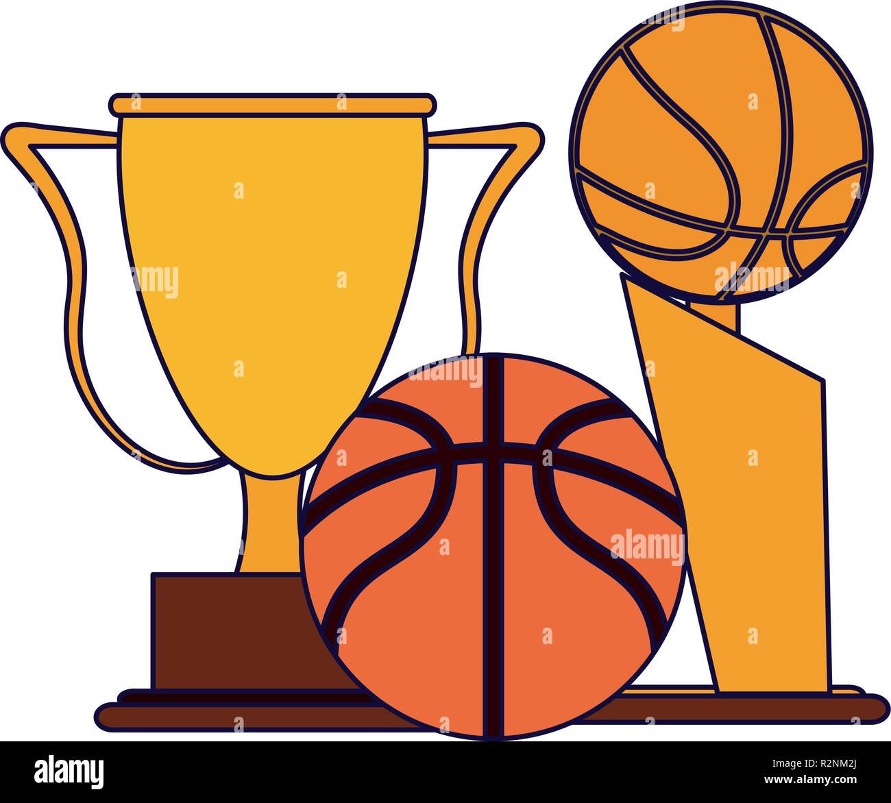 Basketball and trophy cups vector illustration graphic design Stock ...