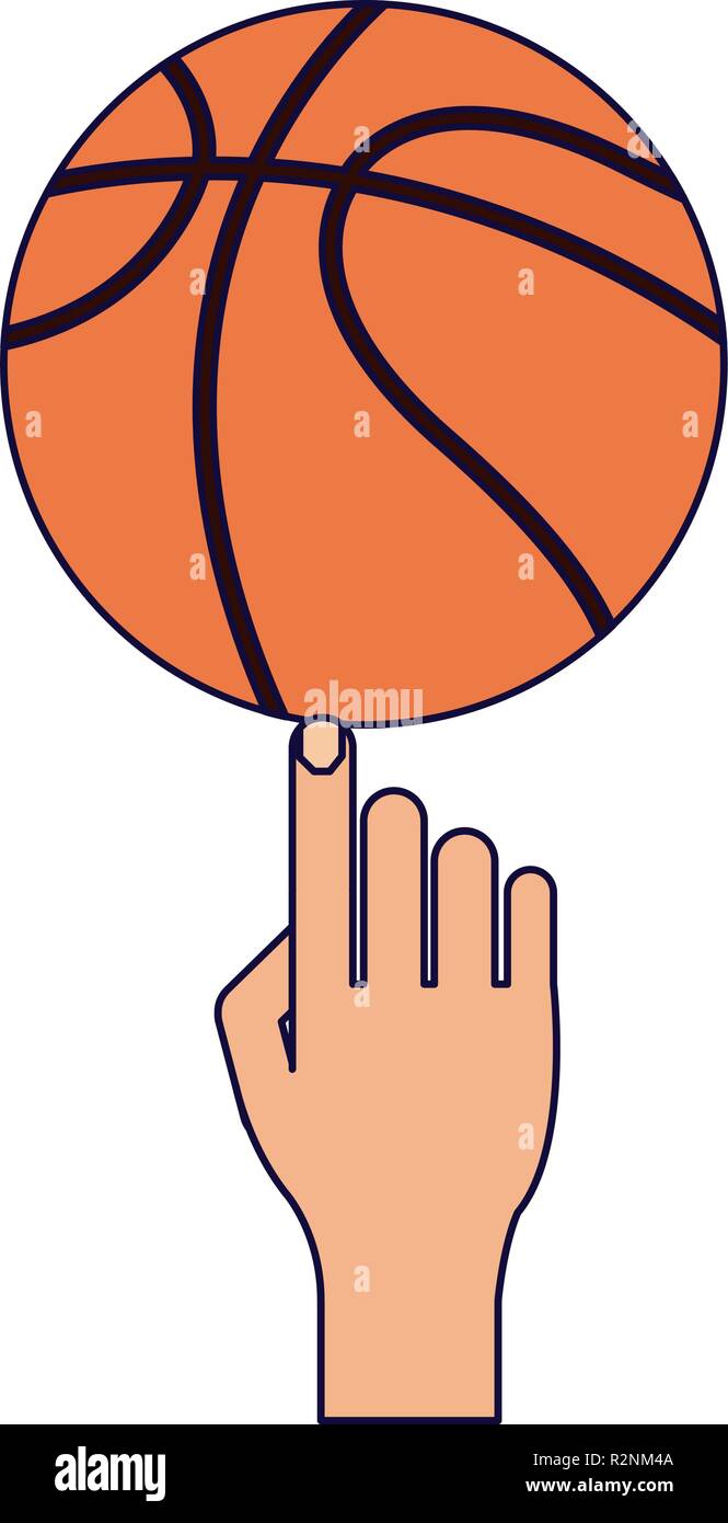 Basketball ball on human finger vector illustration graphic design ...