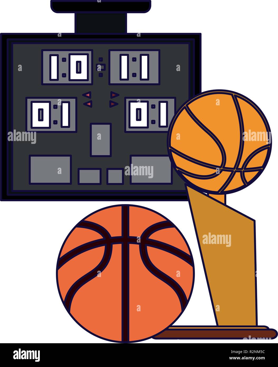 Basketball scoring and ball with trophy cup vector illustration graphic ...