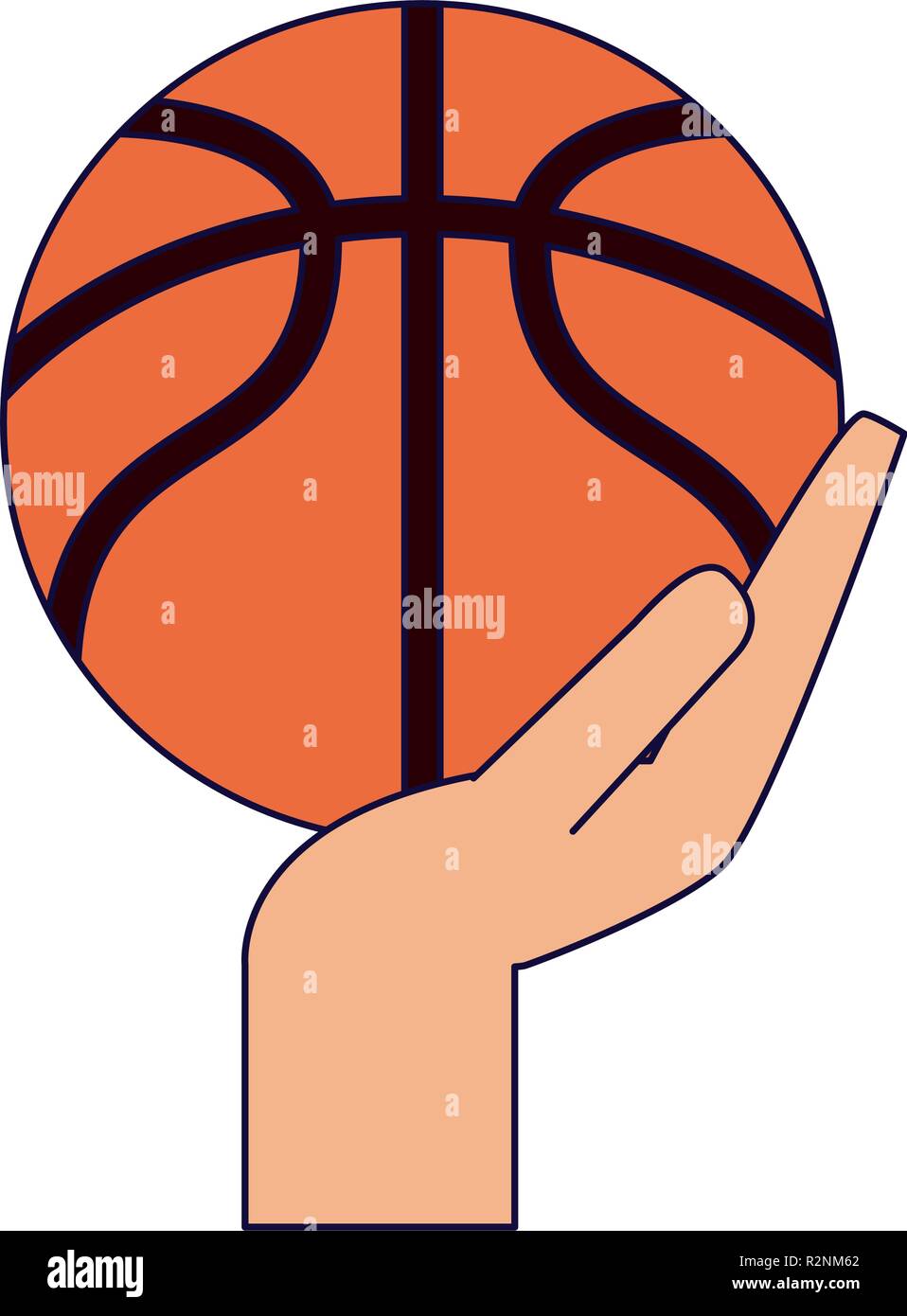 Hand with basketball ball vector illustration graphic design Stock ...