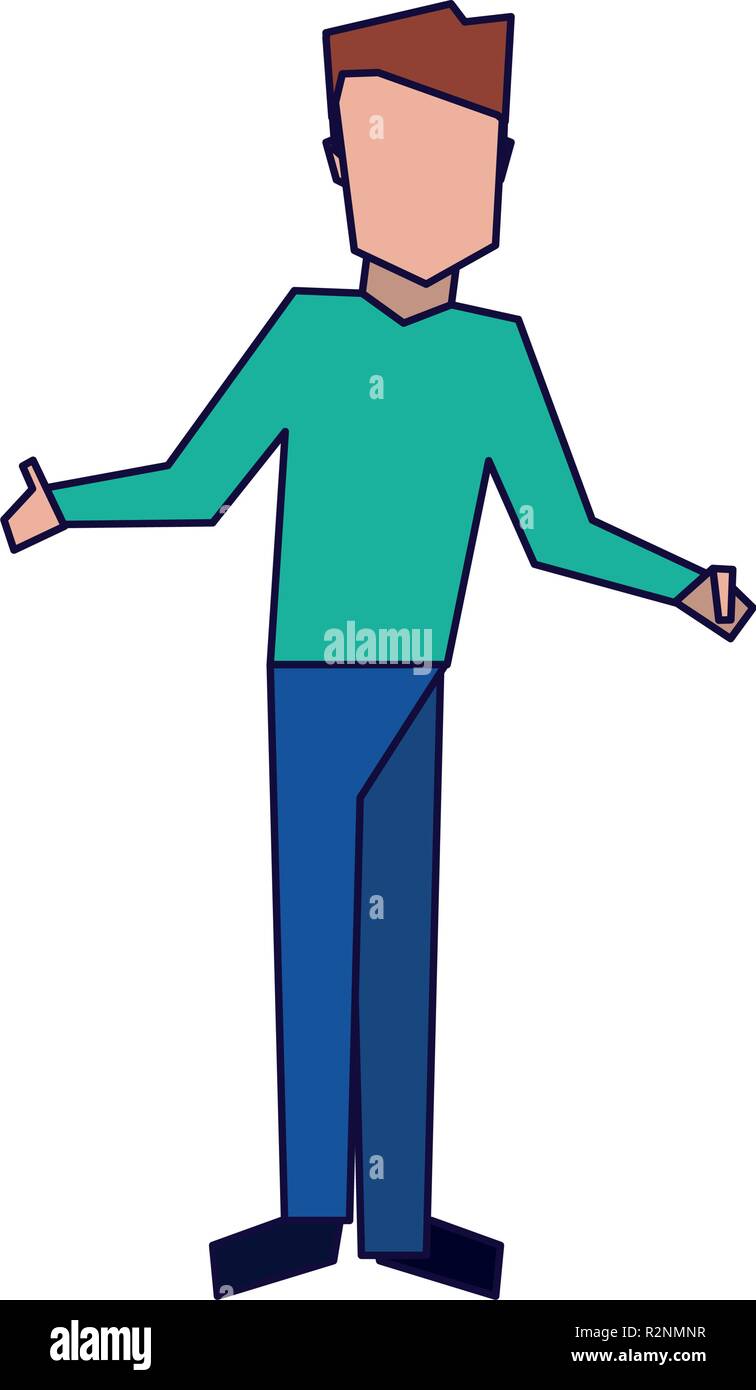 Man young not woman open arms profile Stock Vector Images - Alamy