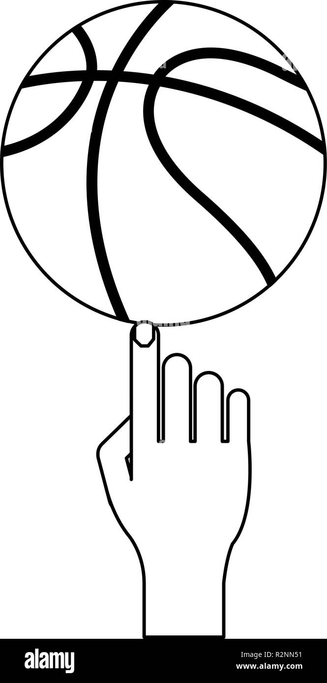 Basketball ball on human finger vector illustration graphic design ...