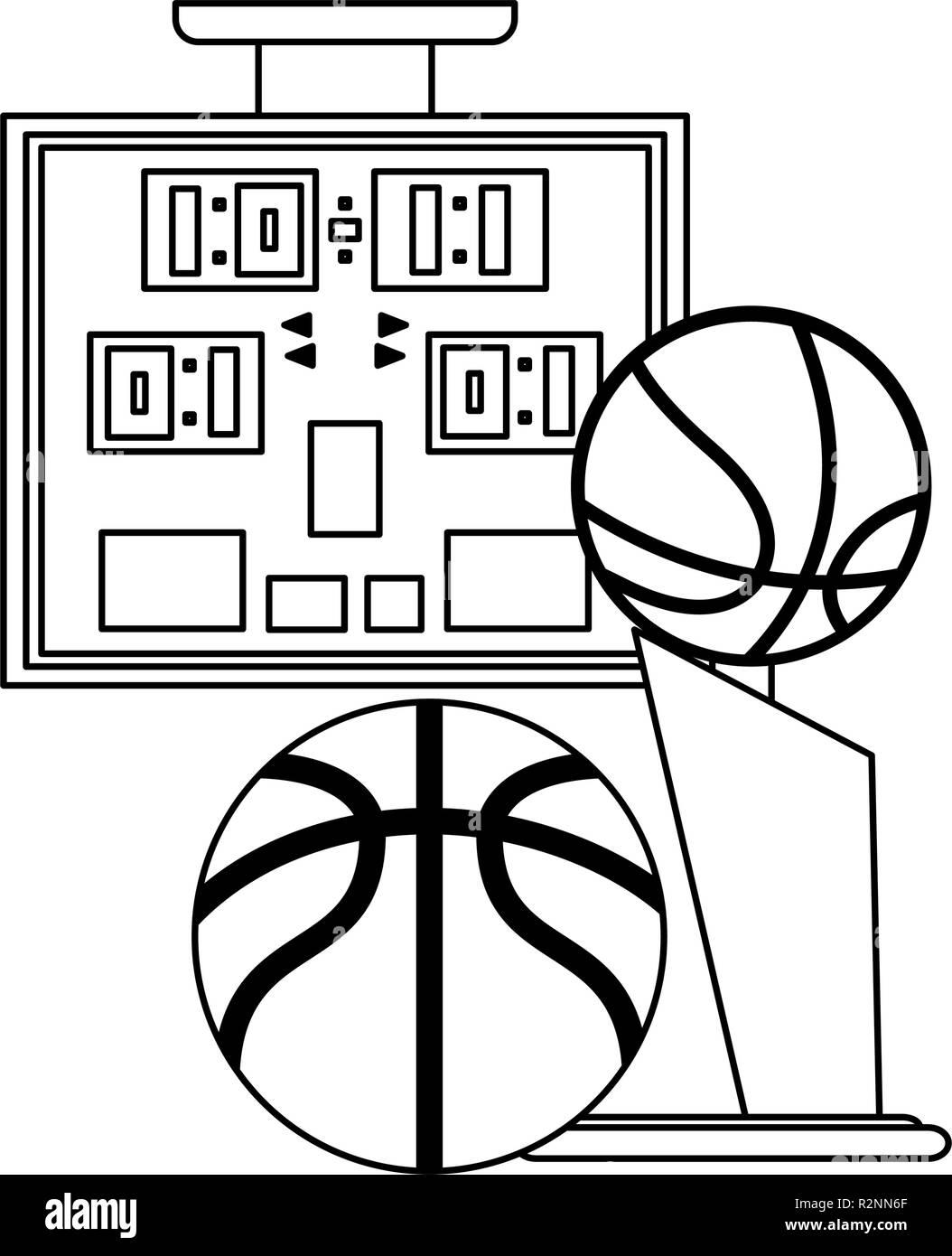 Basketball scoring and ball with trophy cup vector illustration graphic ...