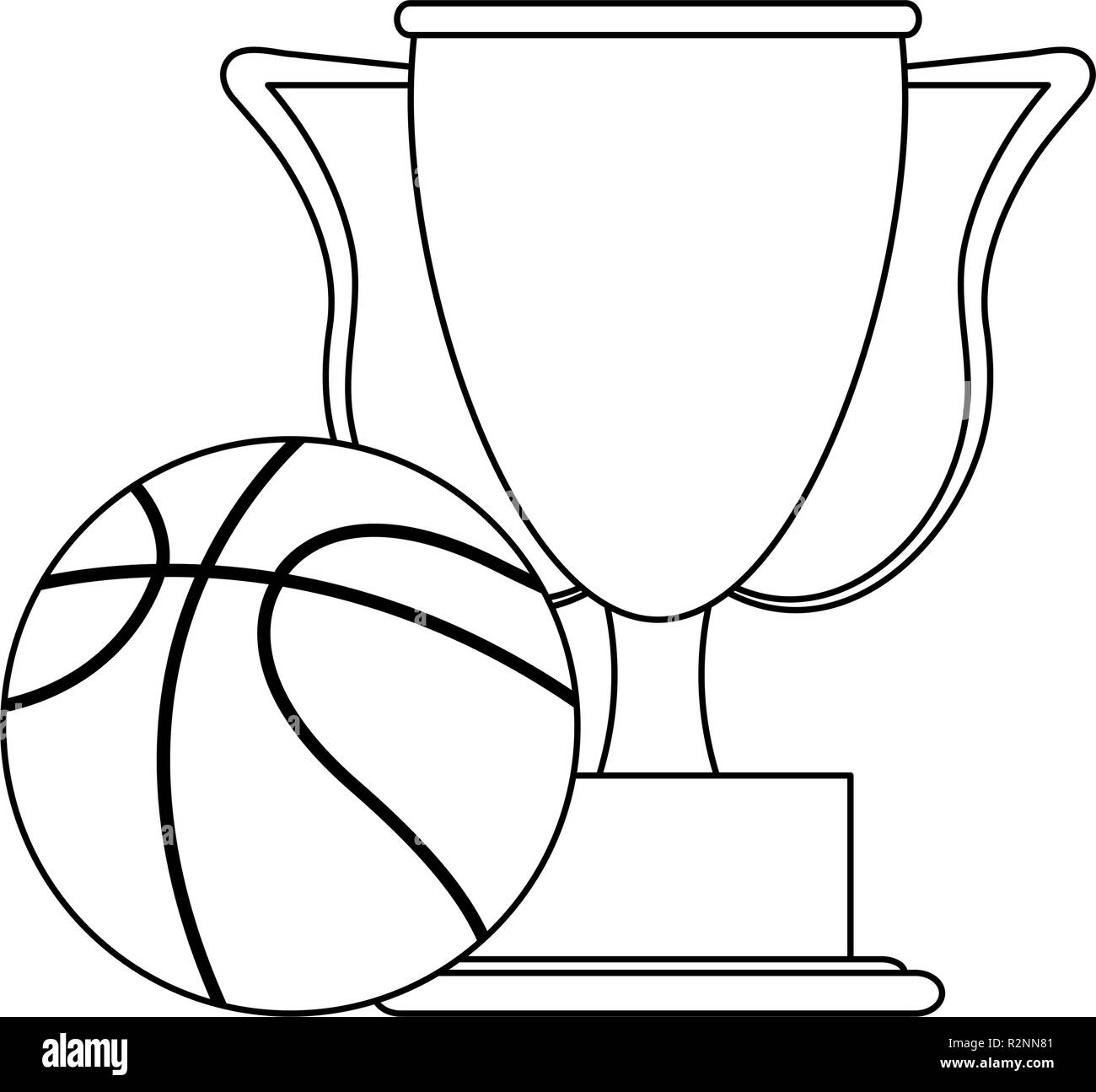 Basketball ball and trophy cup vector illustration graphic design Stock ...