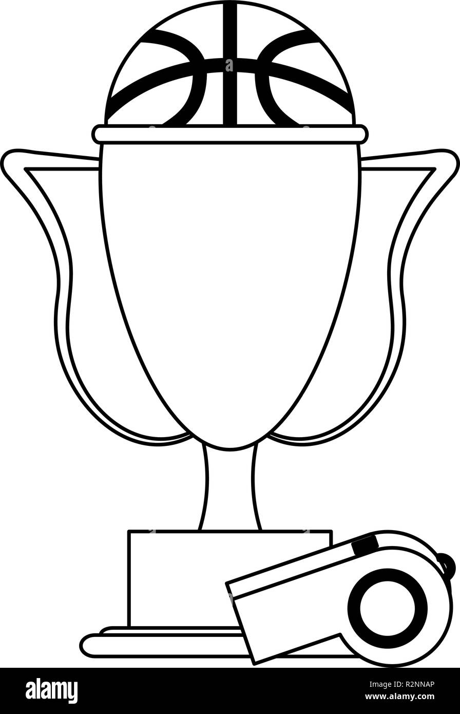 Basketball trophy and ball with whistle vector illustration graphic ...