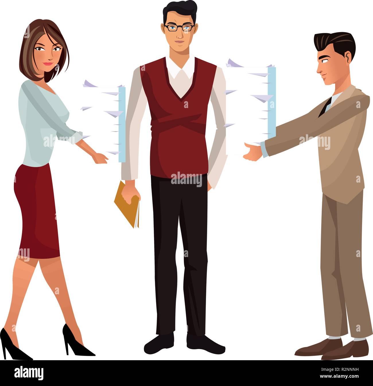 Business coworkers giving documents to boss vector illustration graphic ...
