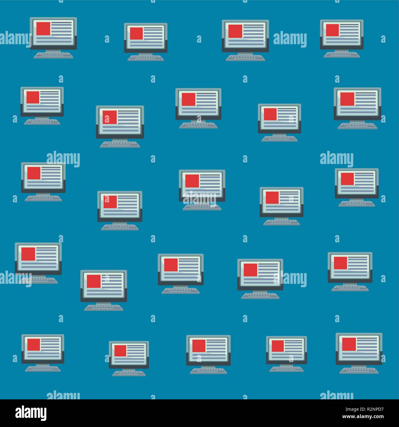 Desk computer technology cartoons pattern background vector ...