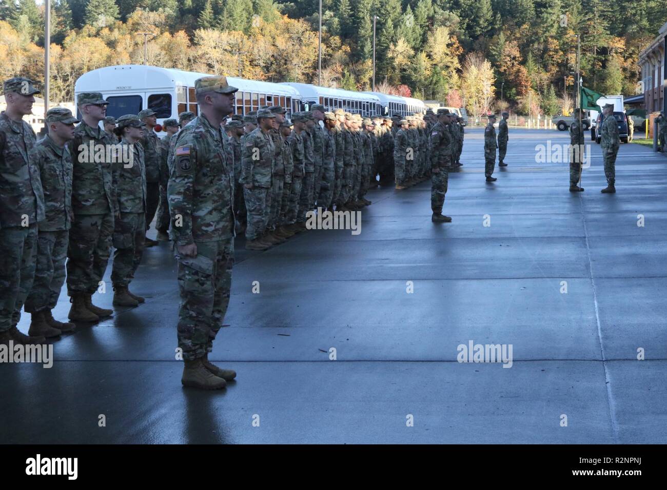 Soldiers of 66 MP Company stand in formation during a deployment ...