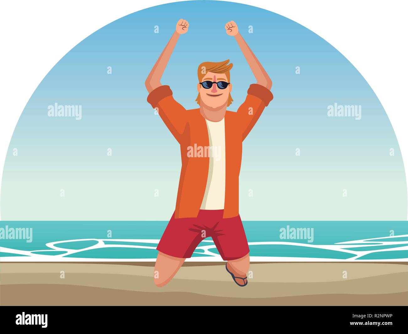 Cartoon illustration man jumping over Stock Vector Images - Alamy
