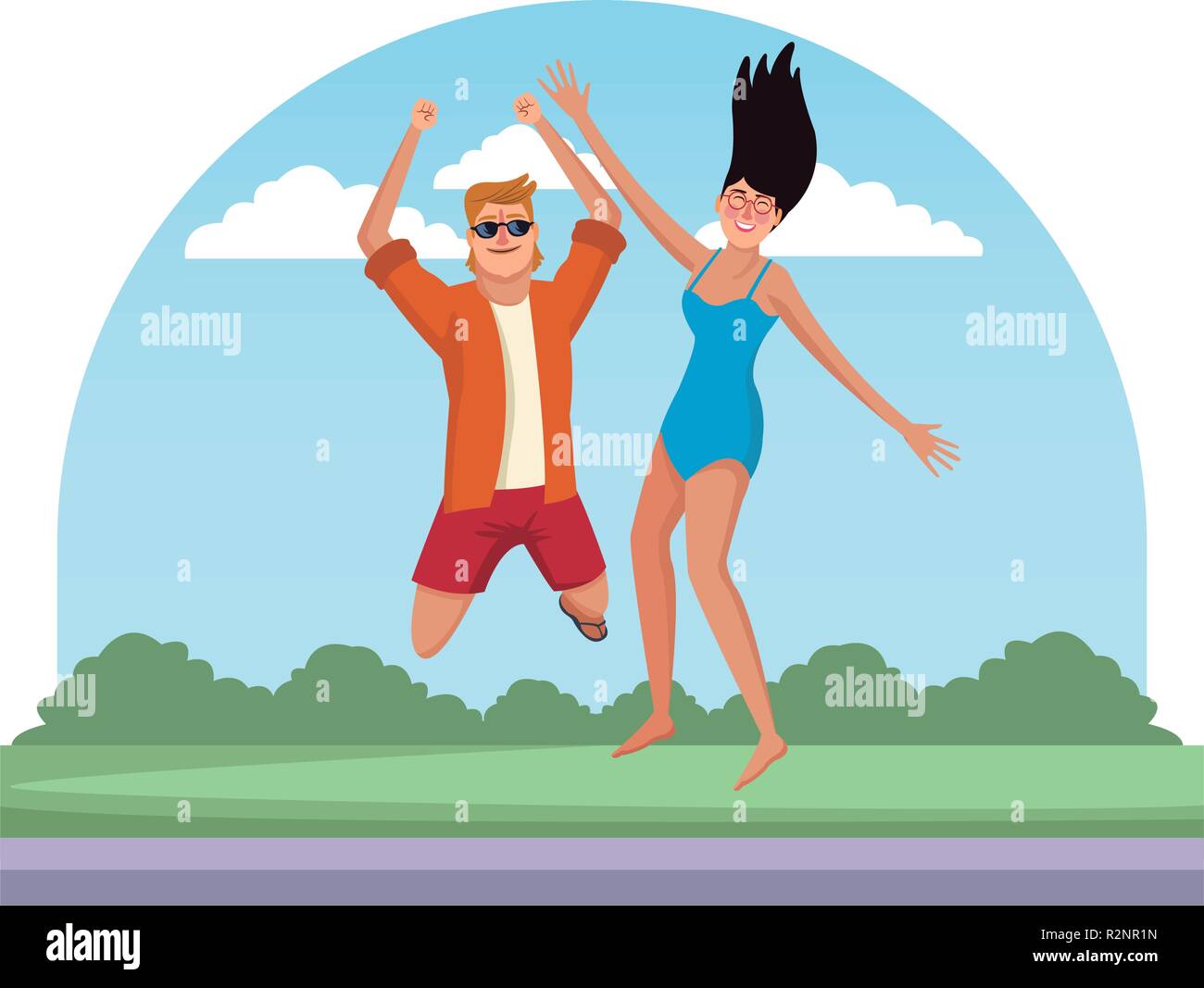 Cartoon Illustration Man Jumping Over High Resolution Stock Photography ...