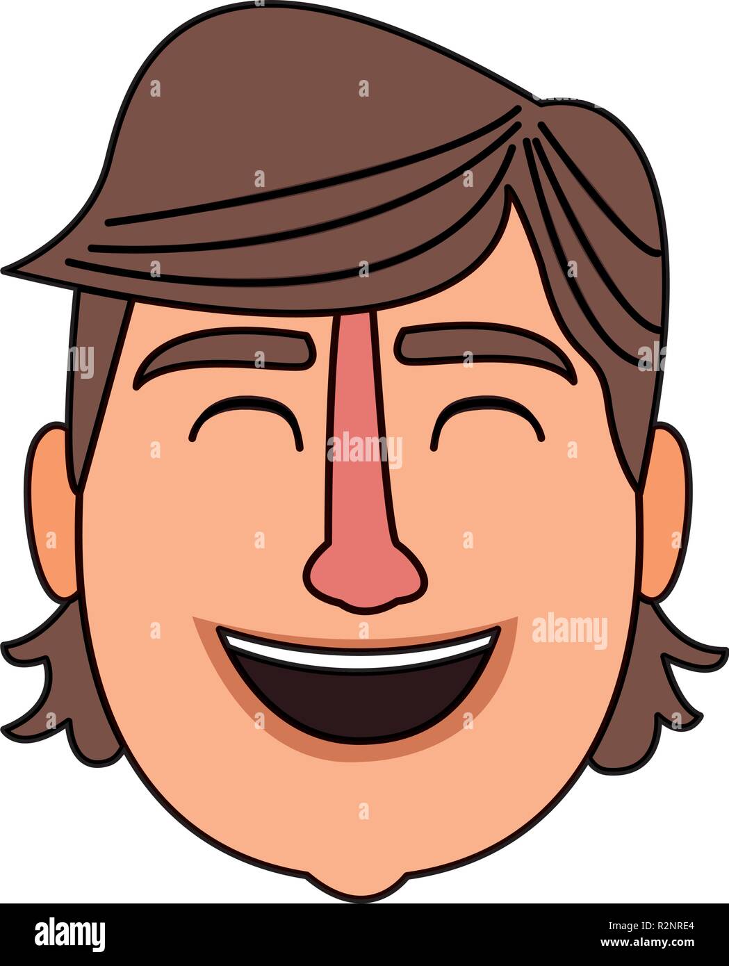 Young man smiling face cartoon vector illustration graphic design Stock ...