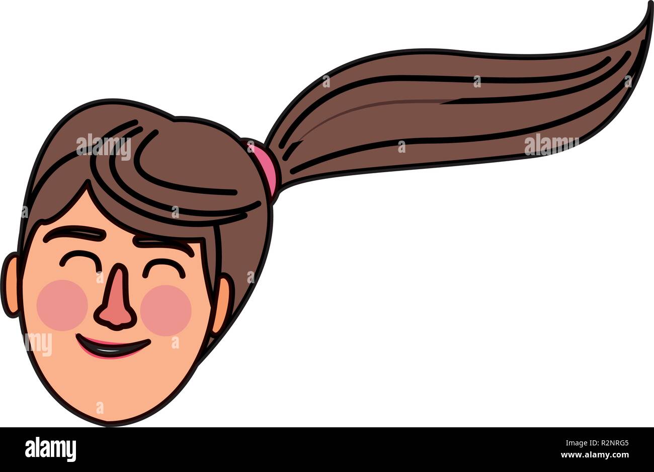 Woman smiling with tied hair face cartoon vector illustration graphic ...