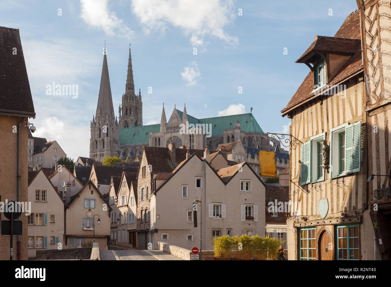 View of Chartres Cathedral in Chartres city. Chartres, France Stock ...