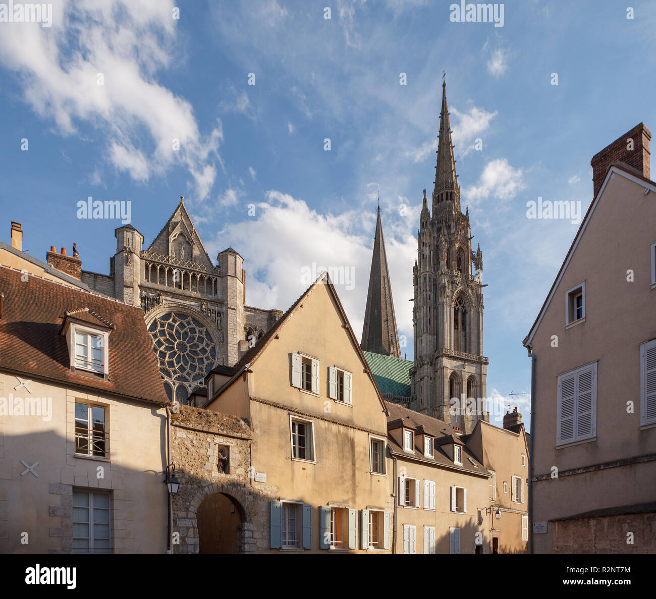 View of Chartres Cathedral in Chartres city. Chartres, France Stock ...