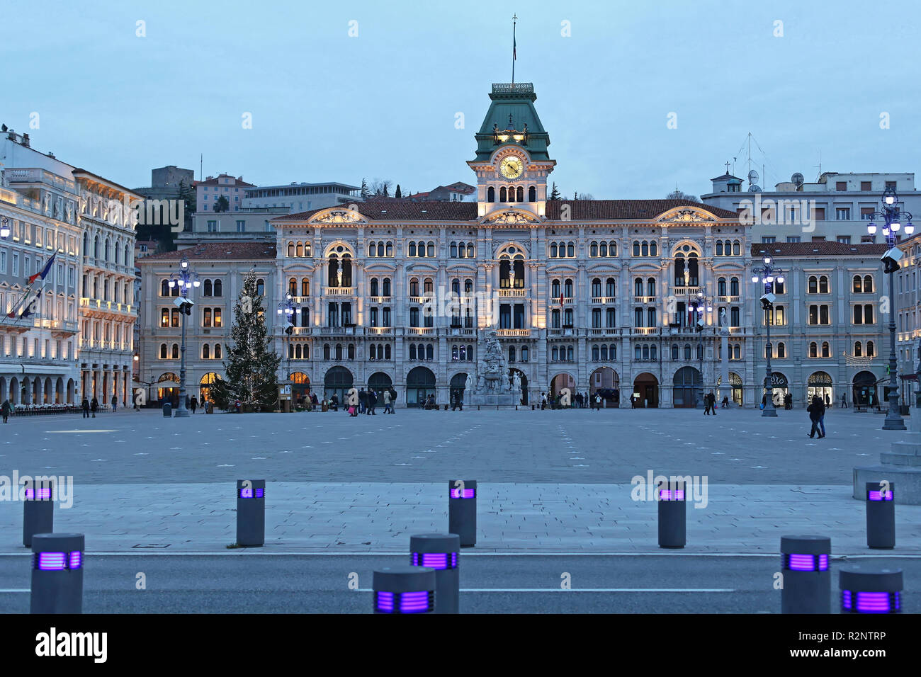 TRIESTE, ITALY - DECEMBER 20, 2012: Unity of Italy Square With Lights ...