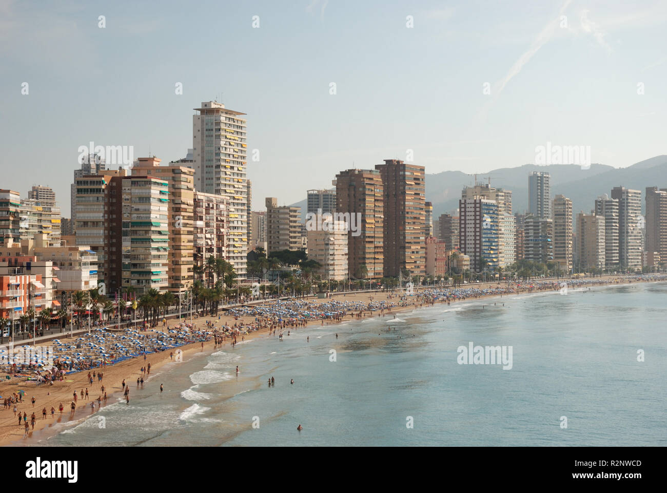 beach and city view of benidorm Stock Photo - Alamy