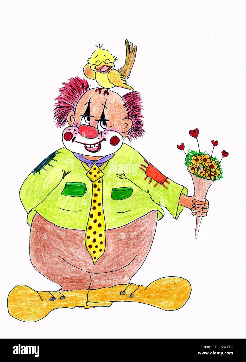 clown with bird Stock Photo - Alamy