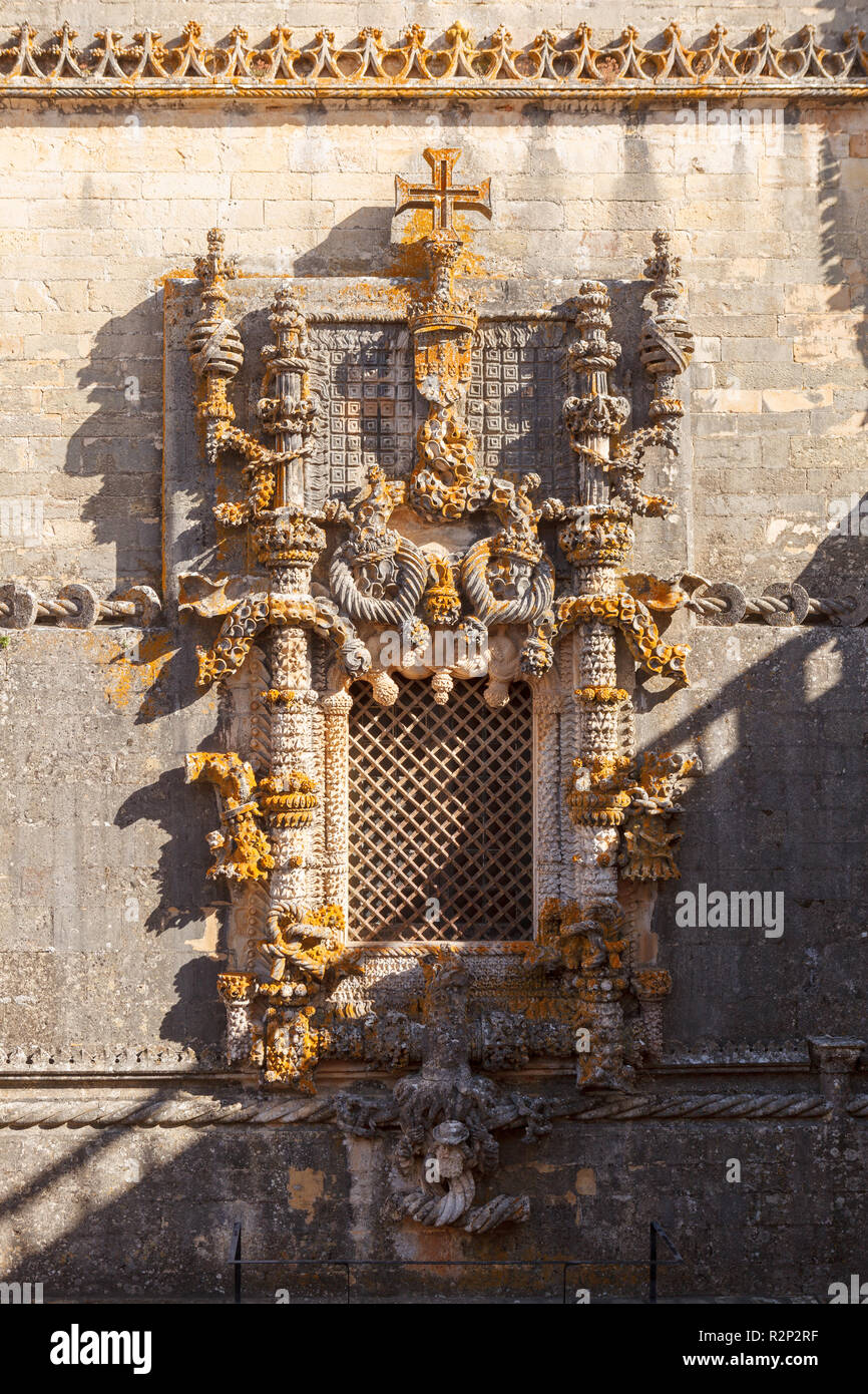 The famous chapterhouse window of the Convent church in Manueline style ...