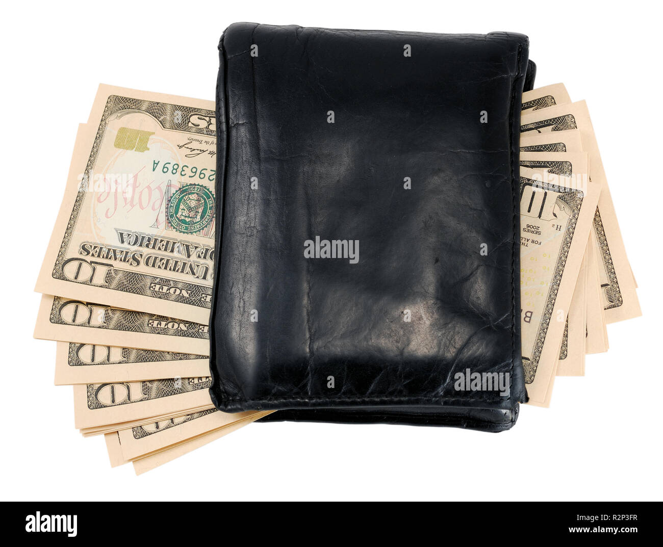 black wallet with dollars Stock Photo - Alamy