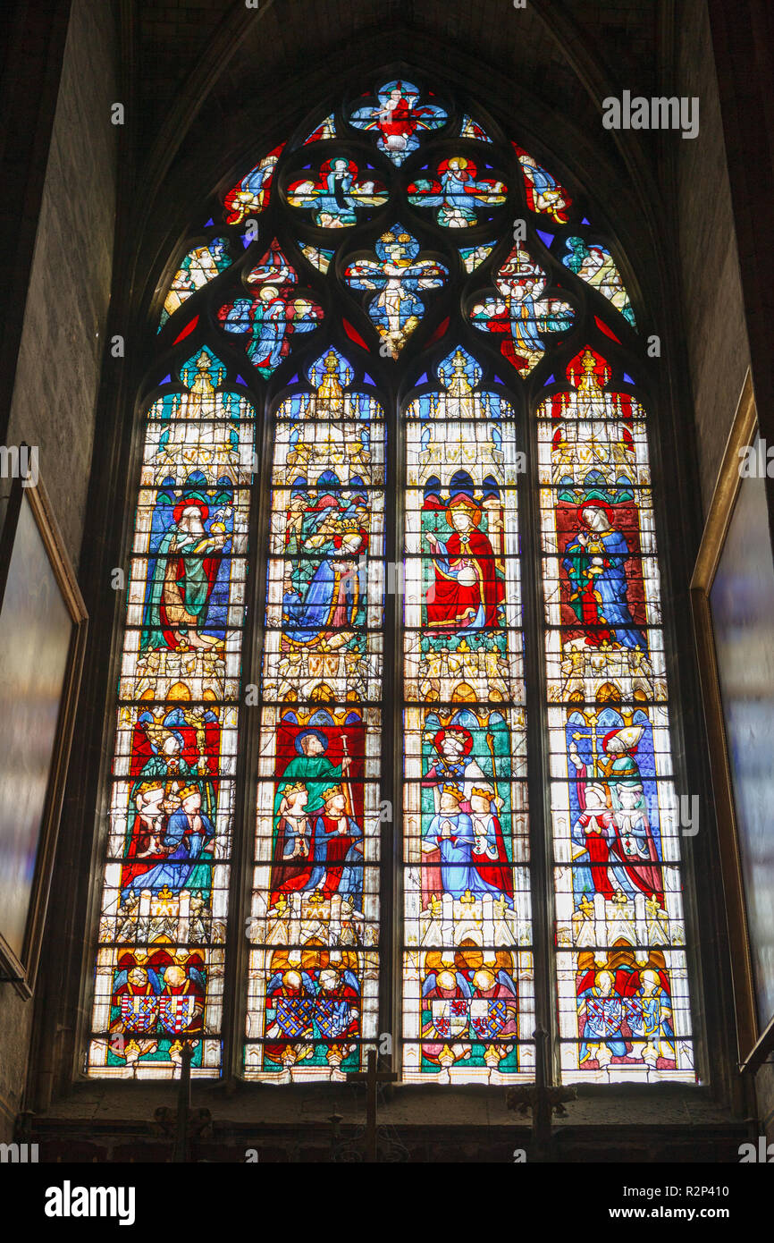 Chartres Cathedral (Cathedrale Notre-Dame de Chartres). Stained glasses ...
