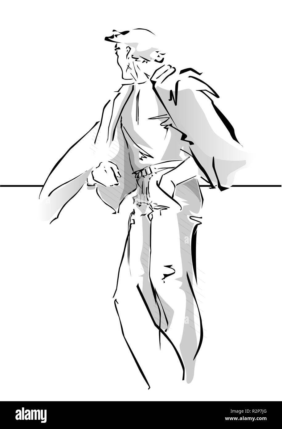 Younger man standing Black and White Stock Photos & Images - Alamy