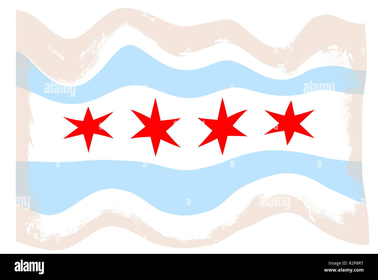 The flag as adopted by the city of Chicago waving in the breeze Stock ...