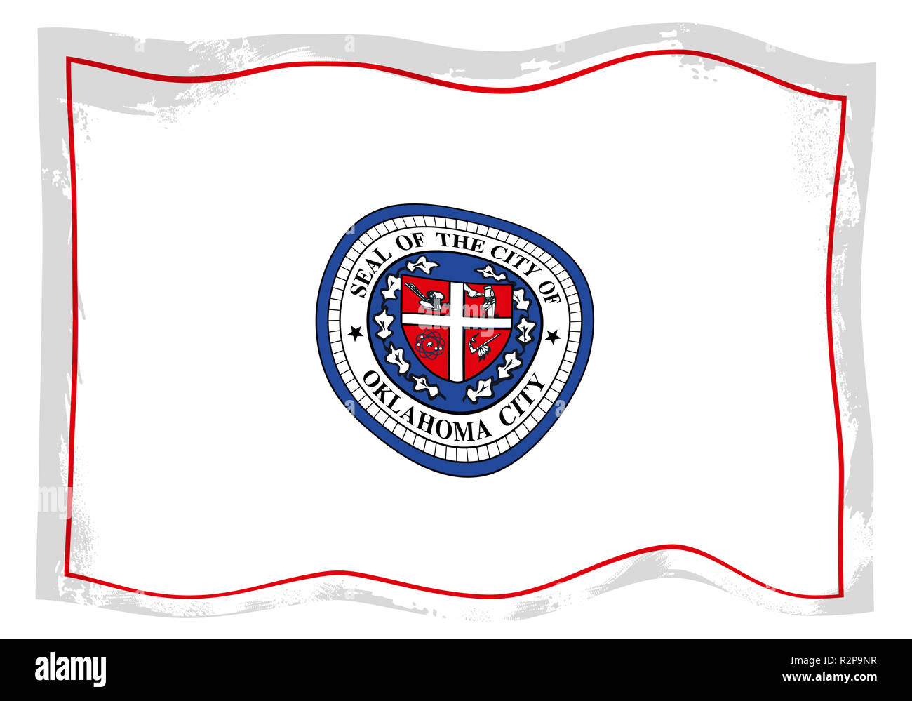 The flag as adopted by the city of Oklahoma waving in the breeze Stock ...