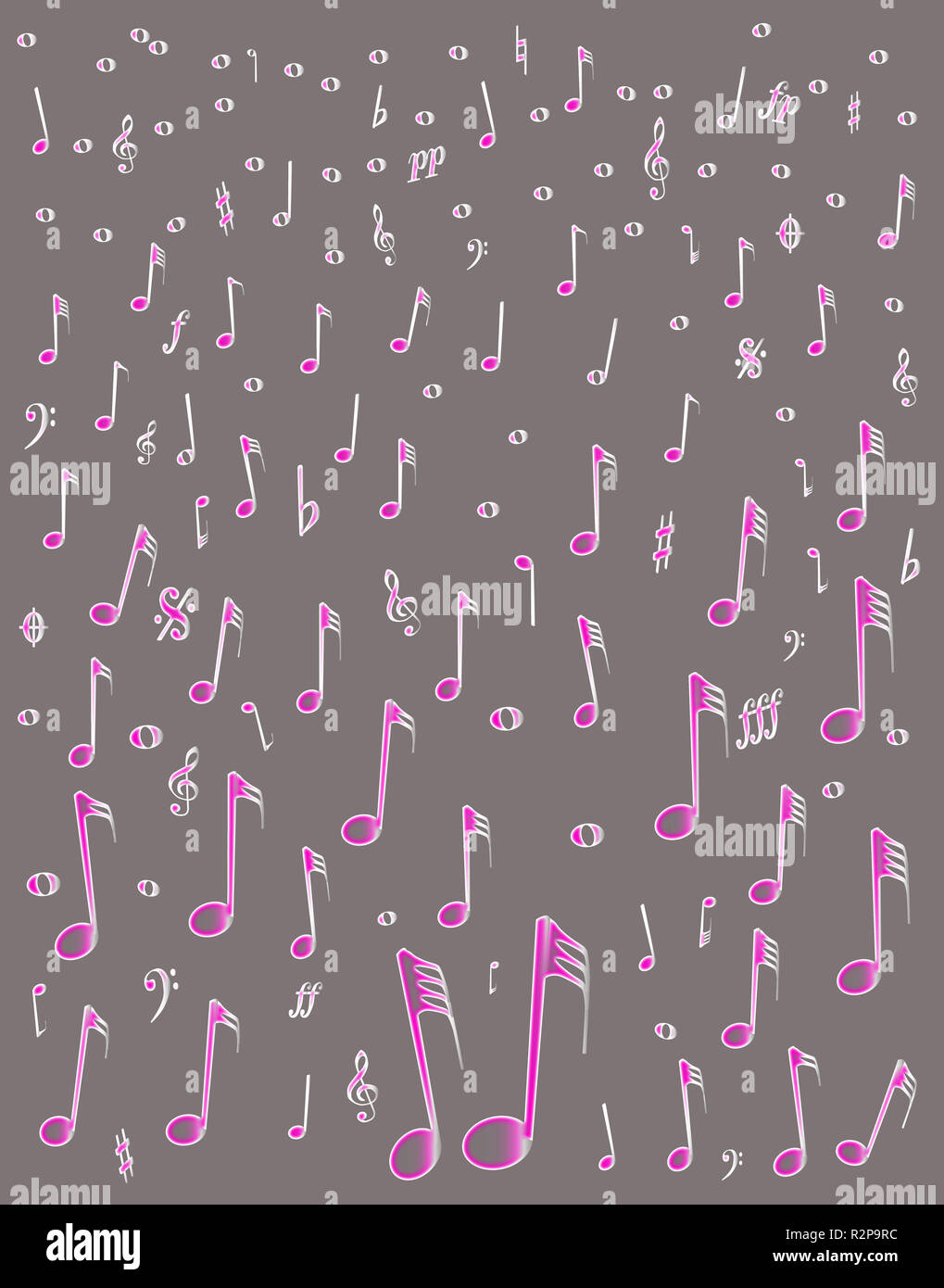 A selection of musical notes and symbols falling as if rain Stock Photo ...