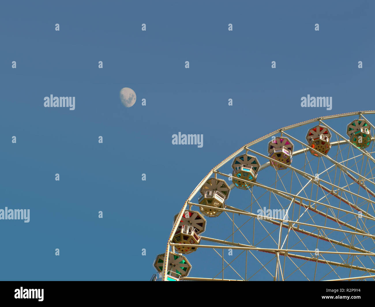 ferris wheel and moon Stock Photo - Alamy