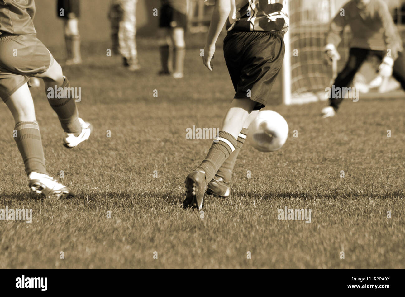 Football players fighting ball hi-res stock photography and images - Alamy