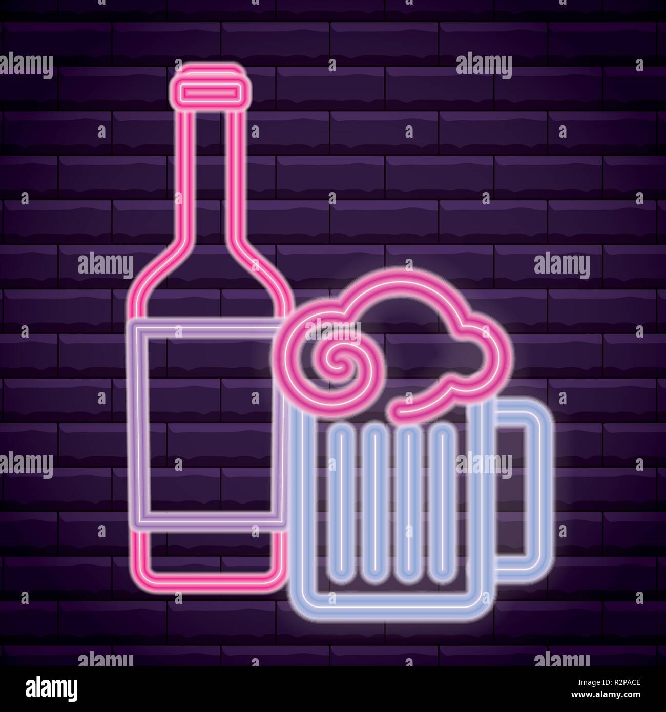 drinks neon light label vector illustration design Stock Vector Image ...