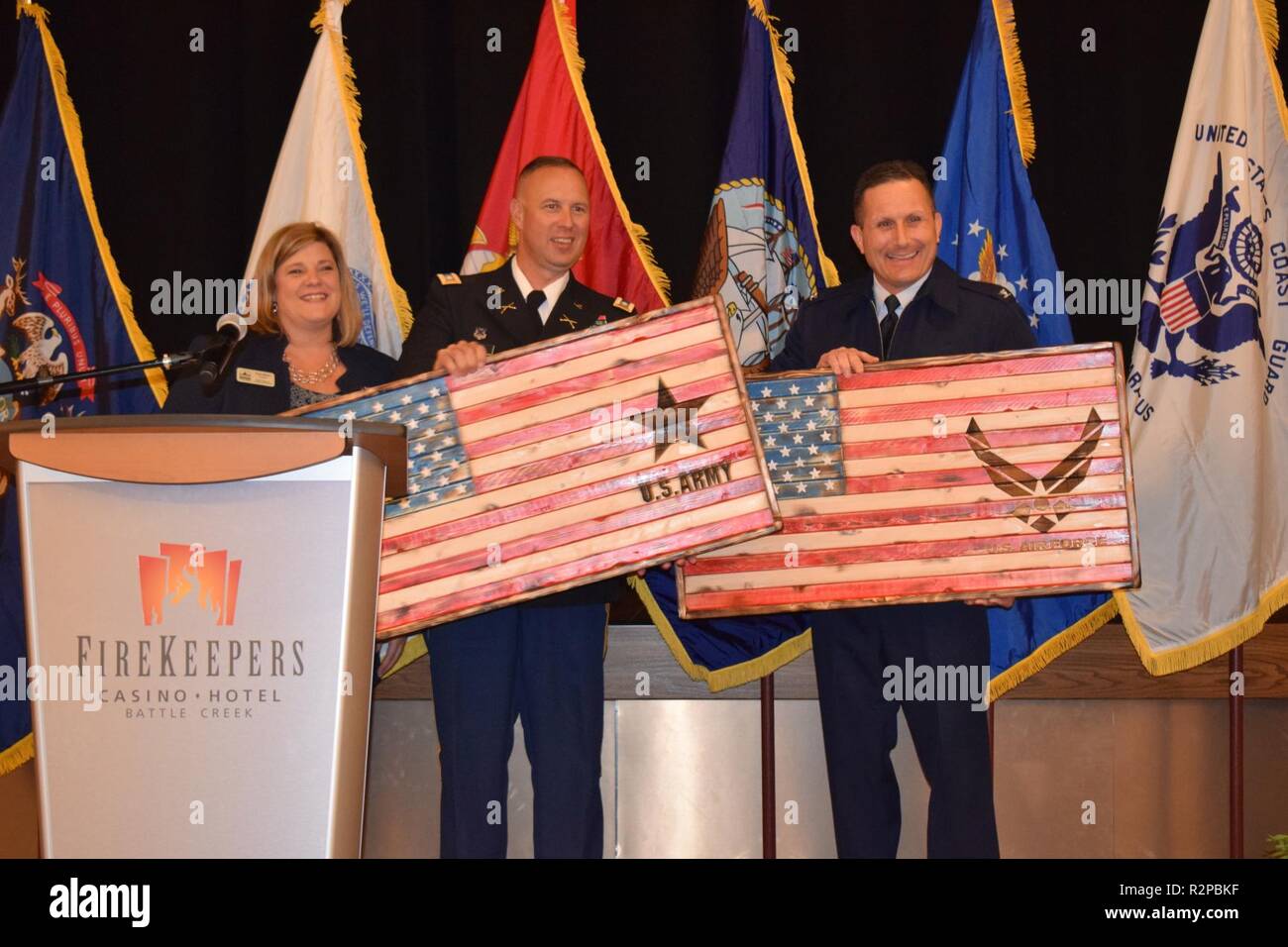 Kara Beer, president, Battle Creek Area Chamber of Commerce, presents ...