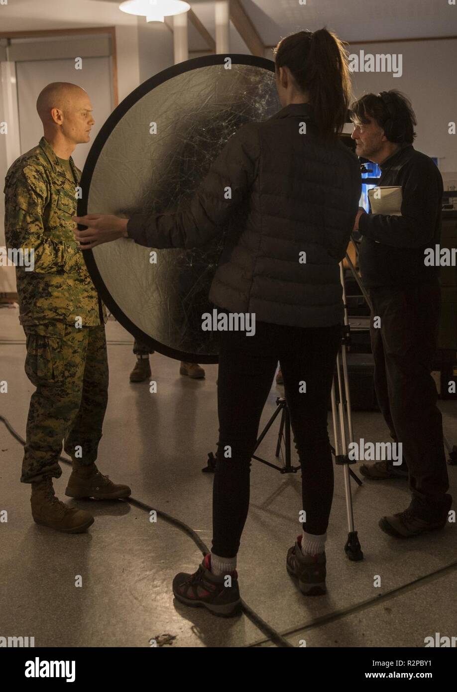 Reporters with the British Broadcasting Corporation interview Lt. Col ...