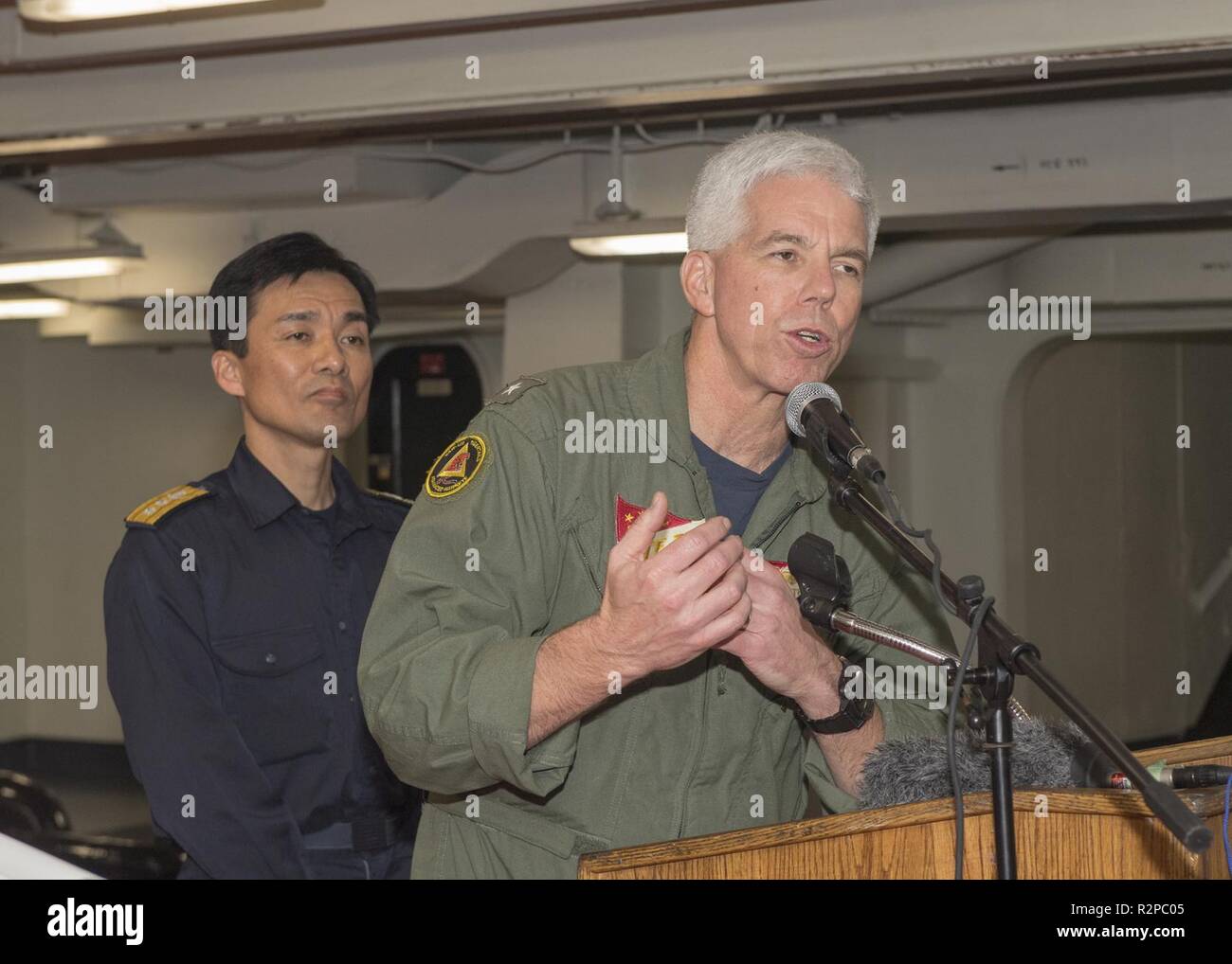 PHILIPPINE SEA (Nov. 3, 2018) Rear Adm. Karl O. Thomas, commander, task ...