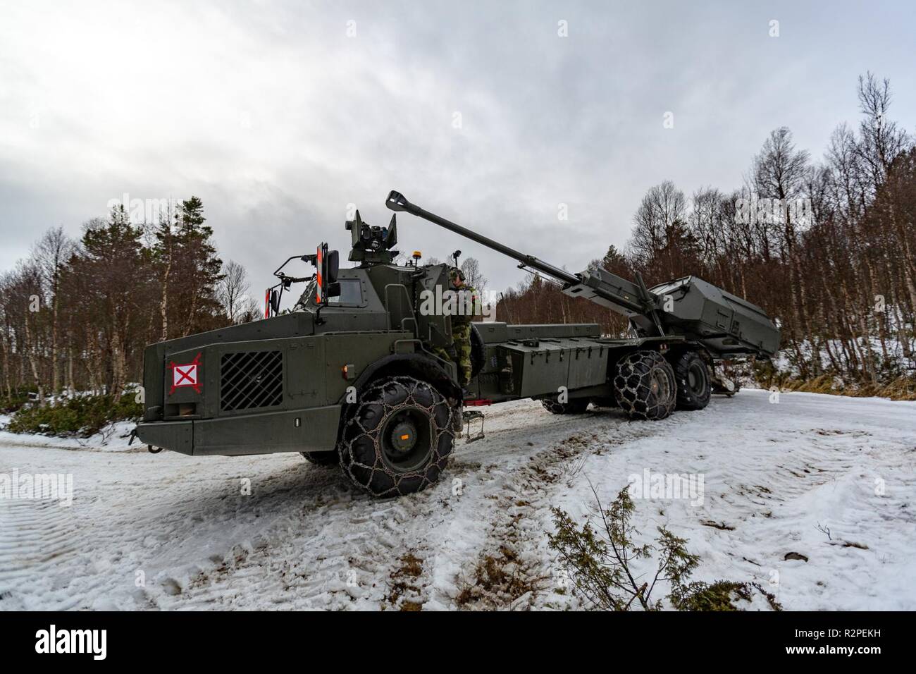 A Swedish Archer Artillery System in position to fire. It's a highly ...