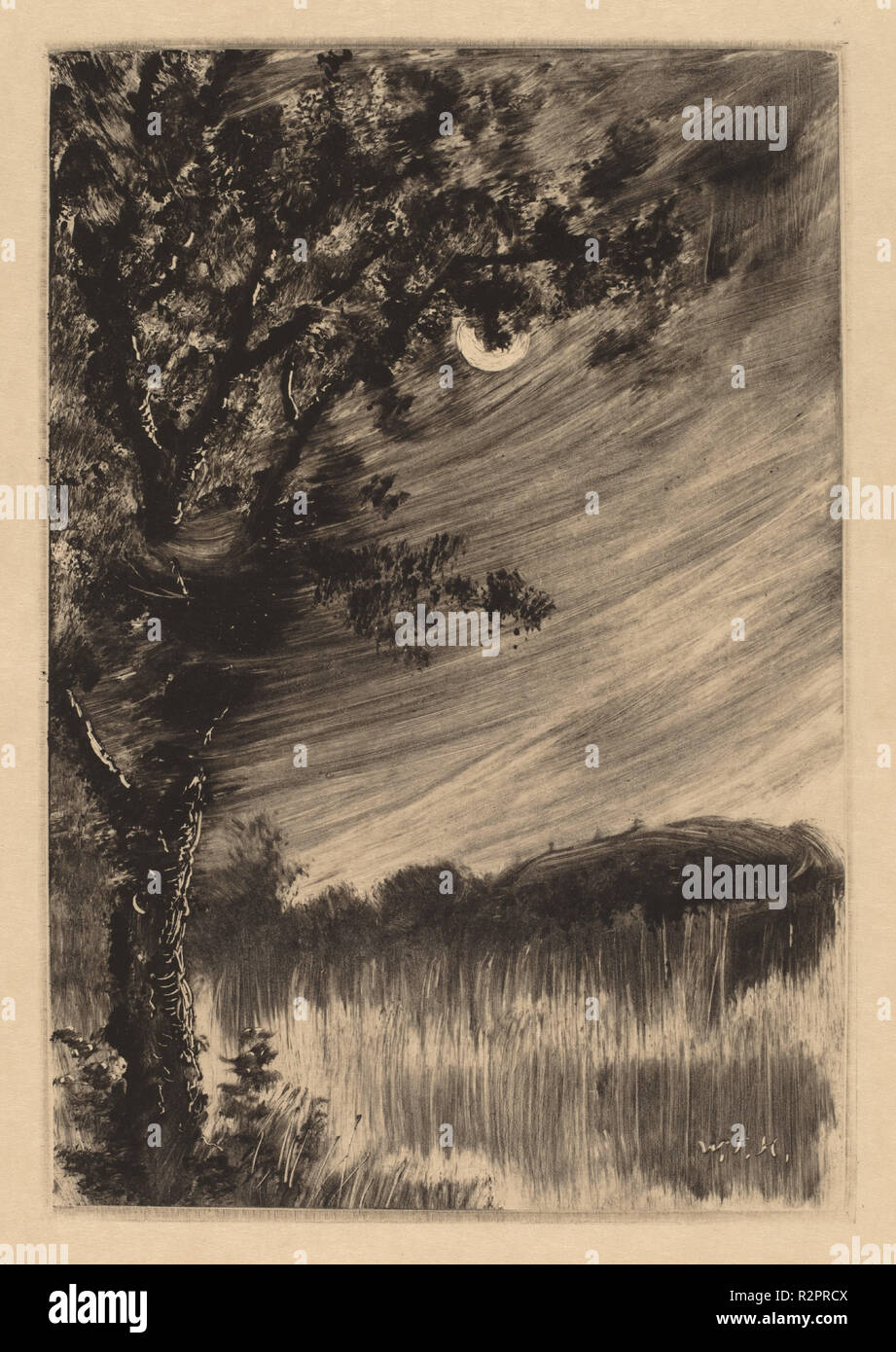 Moonlit Landscape with Tree at the Left. Dated: c. 1903. Medium ...