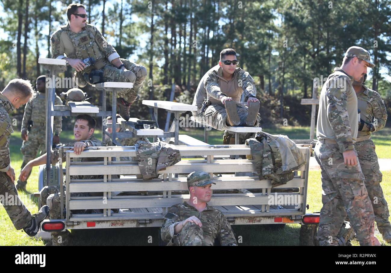 Members of the 18th Air Support Operations Group rest between events ...