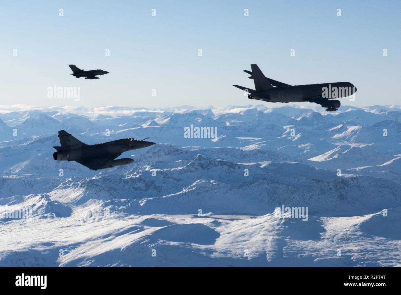 Two French Mirage 2000C and one Italian KC-767 Tanker in the Norwegian ...