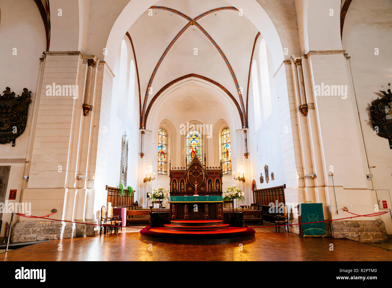 Altar and apse of Riga Cathedral. Riga Cathedral is the Evangelical ...