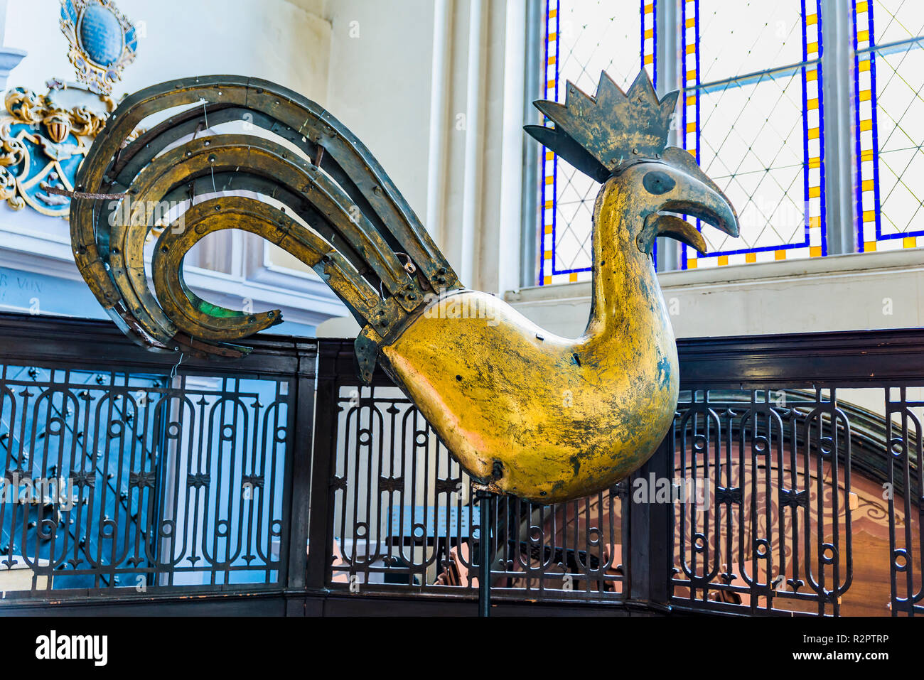 Copper weathervane. Riga Cathedral. The roosters sitting on the spires ...