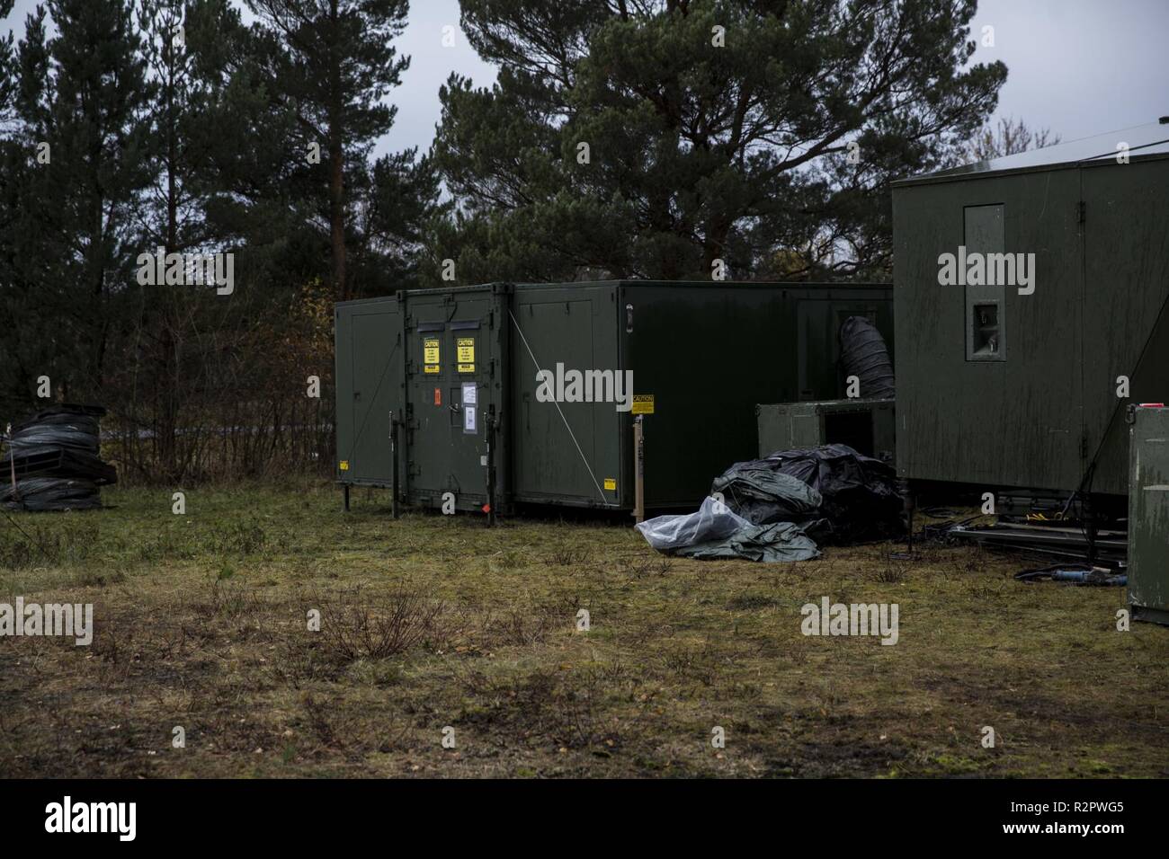 U.S. Marines with 2nd Marine Aircraft Wing set up their command tents ...