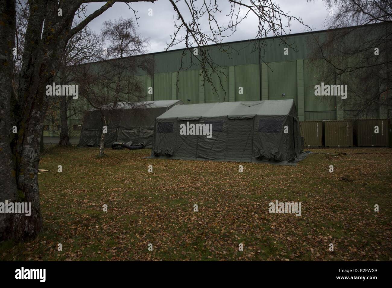 U.S. Marines with 2nd Marine Aircraft Wing set up their command tents ...