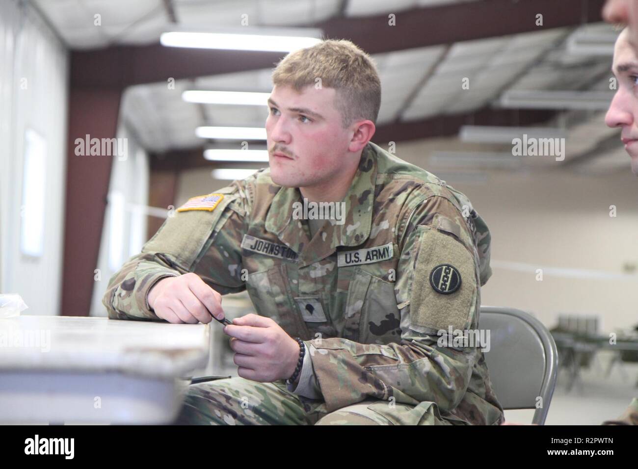 Spc. Krystian Johnston with the 413th Combat Sustainment Support ...