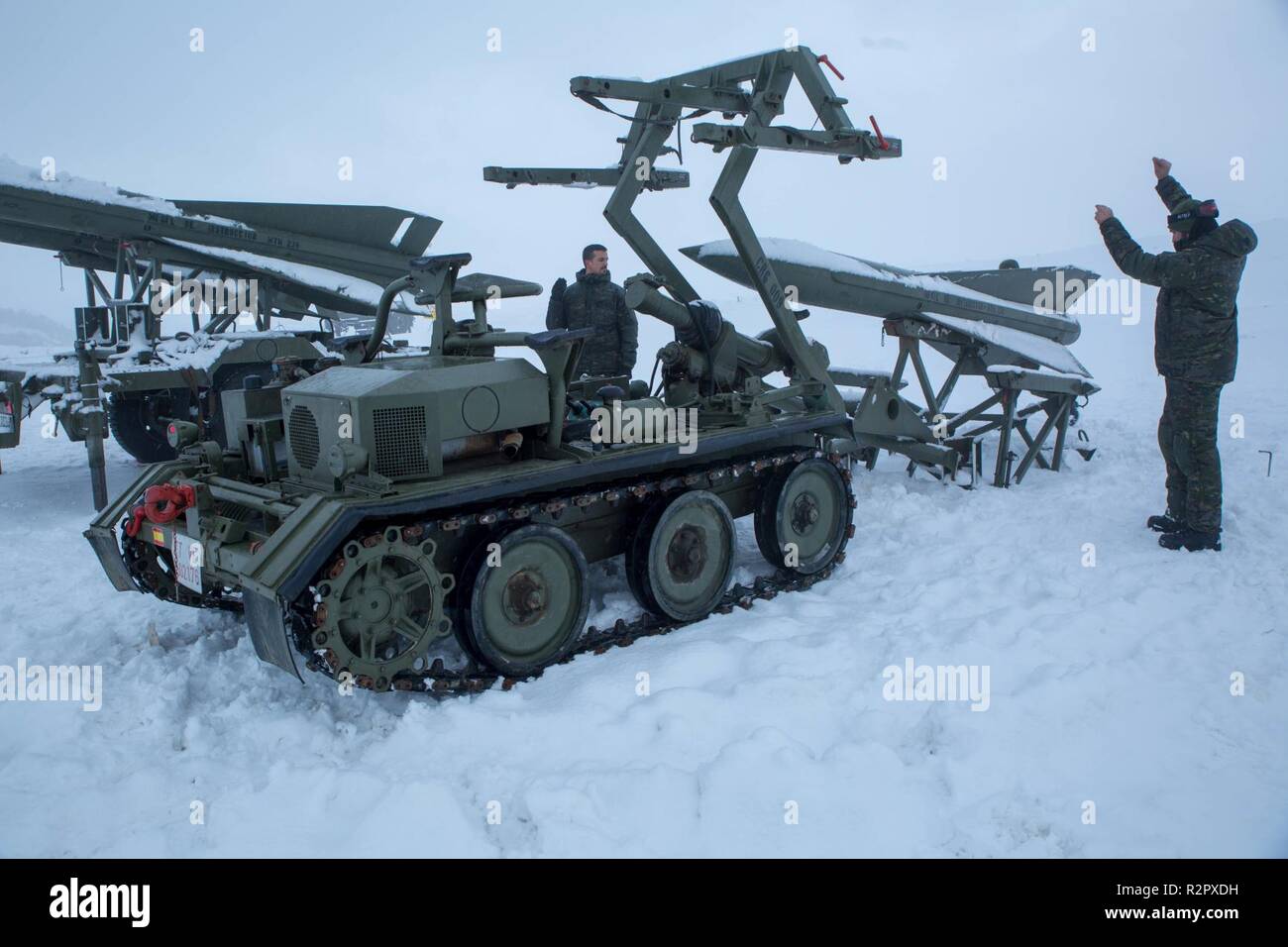 Spanish Soldiers with a Spanish Air Defense Unit demonstrate missile ...