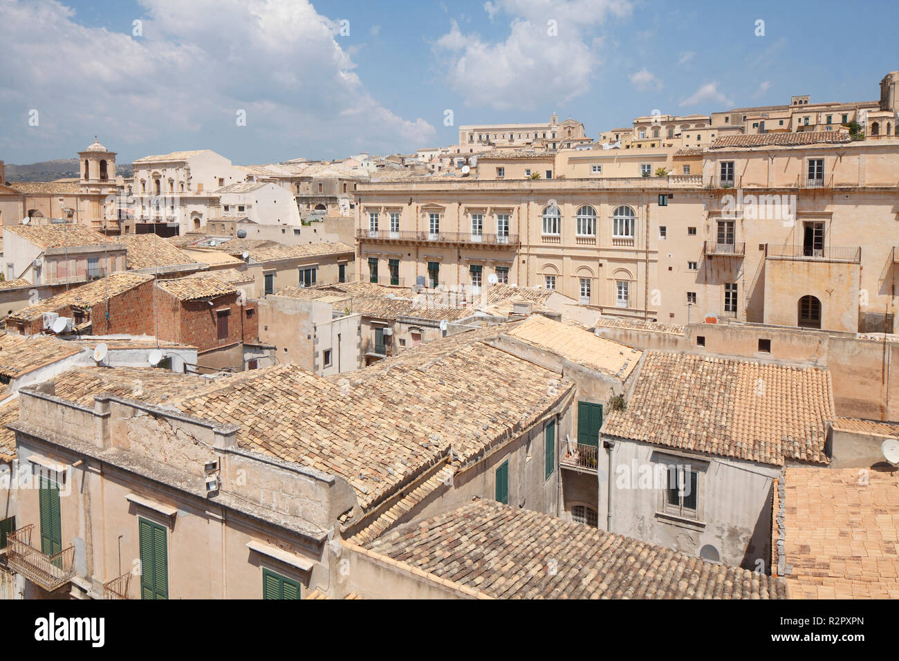 View of Old Town houses and roofs, Noto, UNESCO World Heritage cultural ...