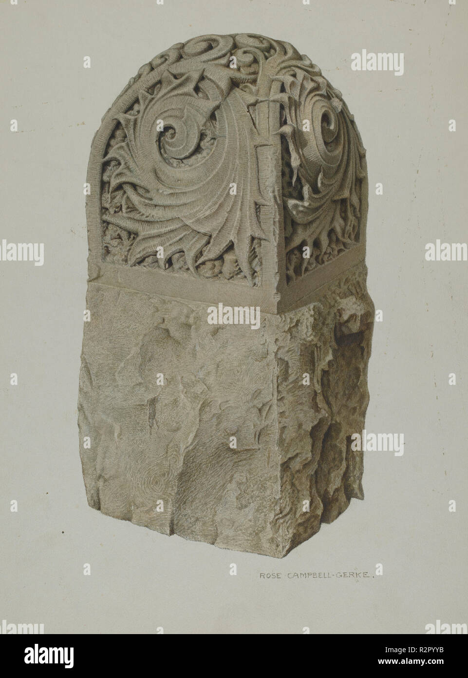 Stone Gate Post. Dated: c. 1939. Dimensions: overall: 35.7 x 24.4 cm ...